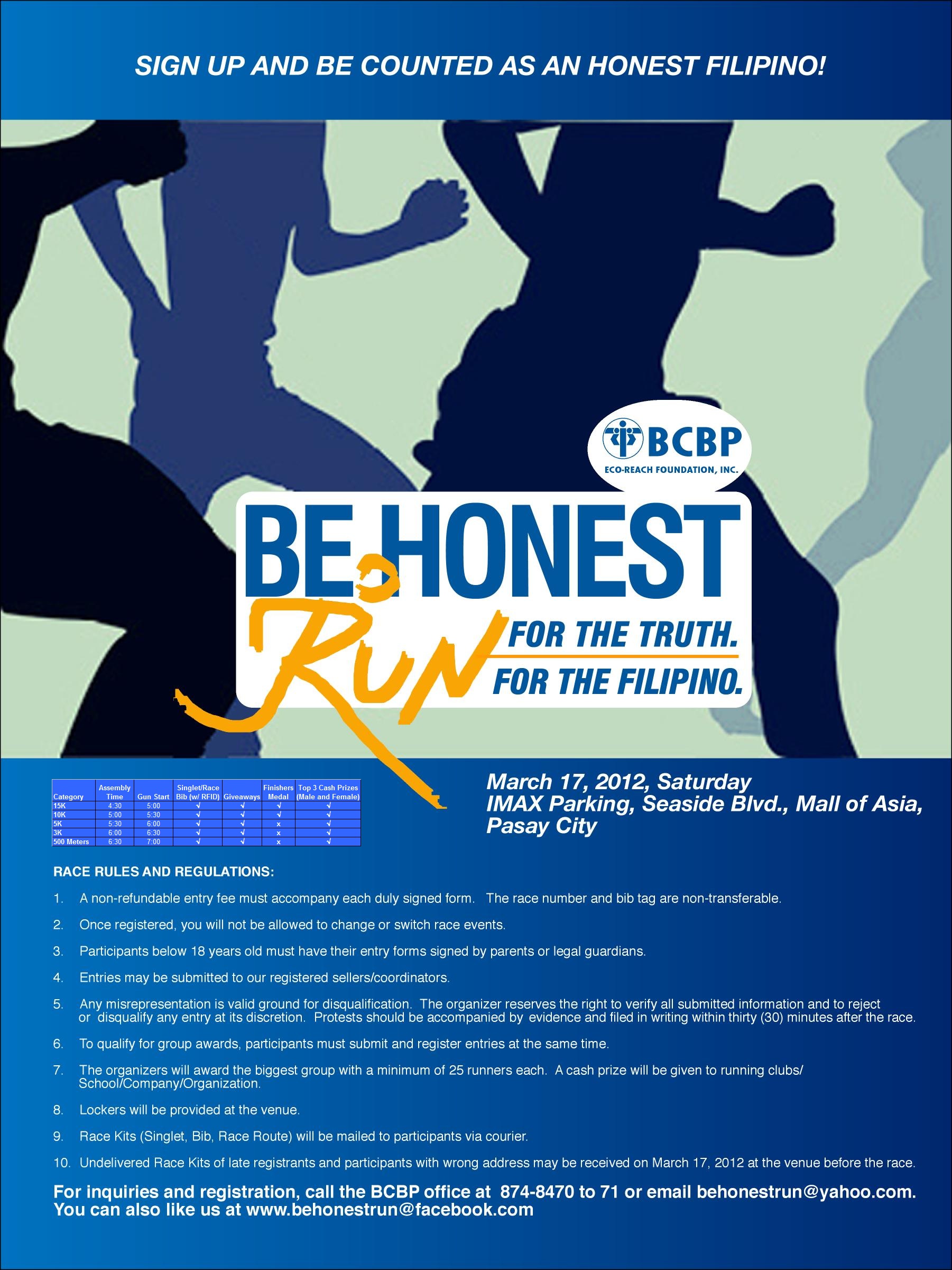 Be Honest Run @ MOA - March 17, 2012 | Pinoy Fitness