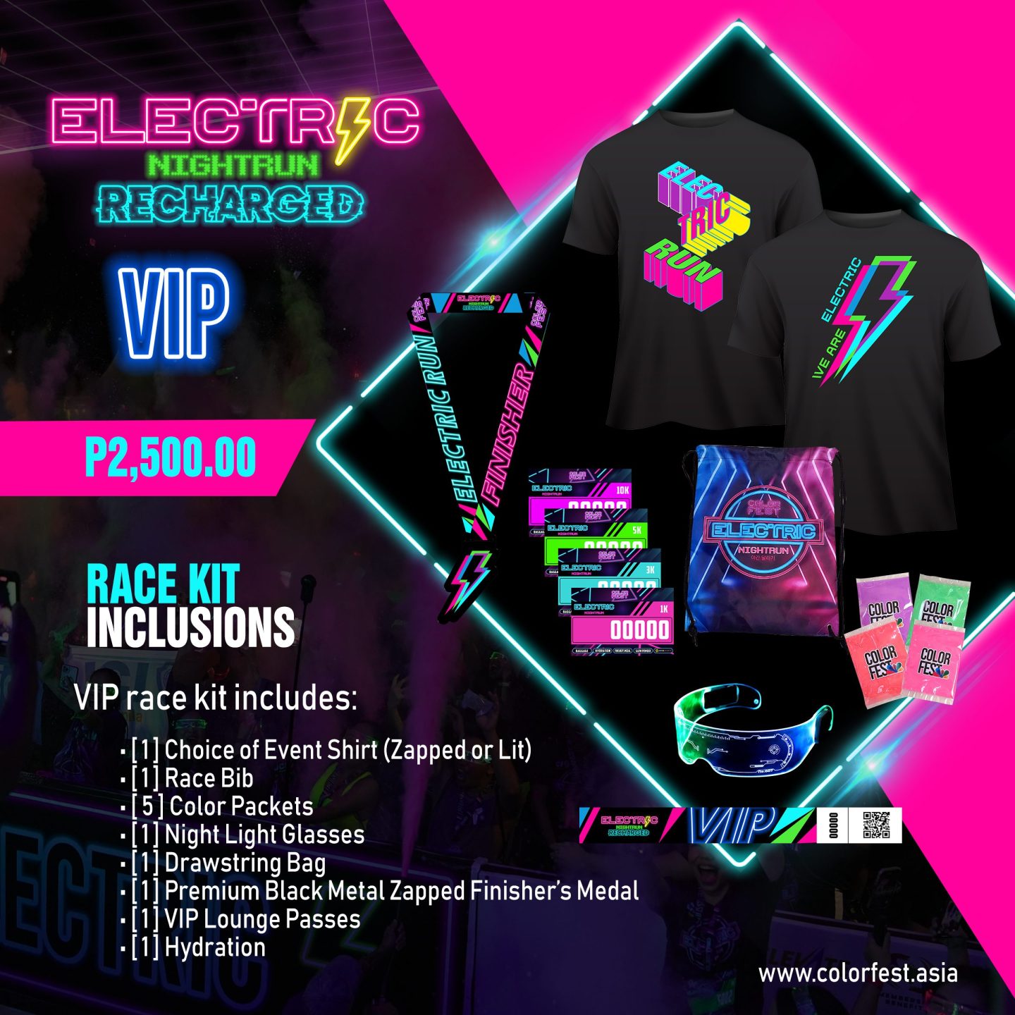 ColorFest Electric Night Run RECHARGED 2024 in SM MOA | Pinoy Fitness